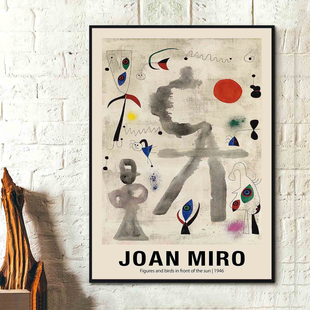 Joan Miro Print- Figures and Birds in Front of the Sun 1946- Spanish ...