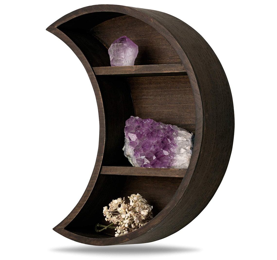 Moon Shelf Wooden Floating Shelves Hanging Storage Display | Etsy