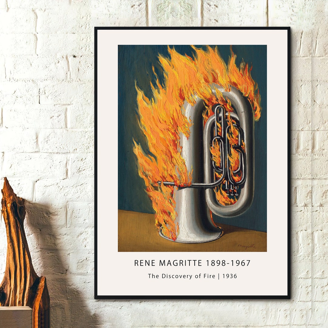 Rene Magritte Exhibition Poster - the Discovery of Fire 1936- Painting ...