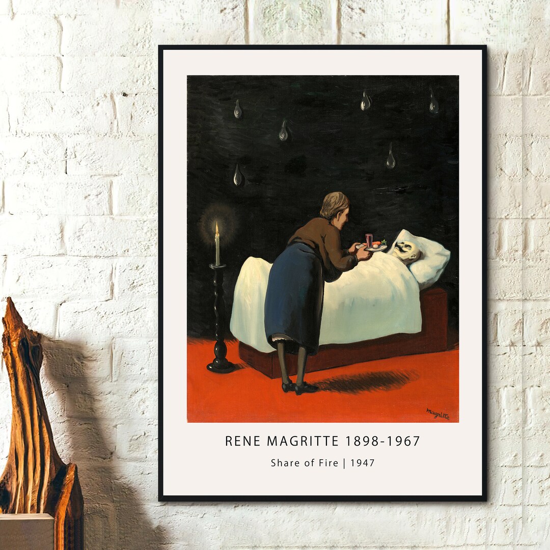 Rene Magritte Exhibition Poster - Share of Fire 1947 - Painting Art ...