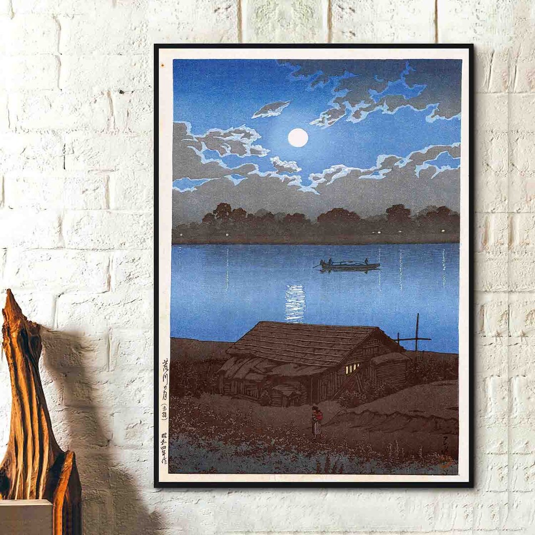 Moon on the Arakawa River in Akabane - Kawase Hasui Print Japanese ...