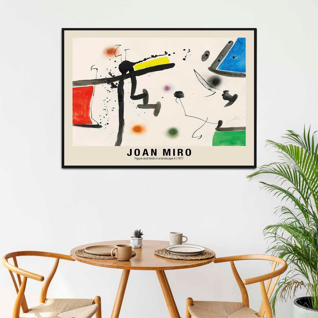 Joan Miro Print- Figure and Birds in a Landscape II 1977 - Spanish ...