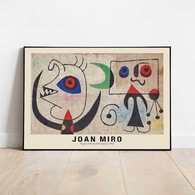 Joan Miro Print- Figures in Front of the Moon 1944- Spanish Painter ...