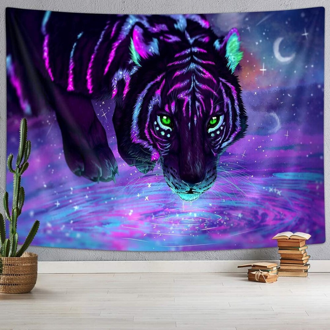 Tiger Tapestry Neon Tiger Tapestry Wall Hanging Wall Art - Etsy