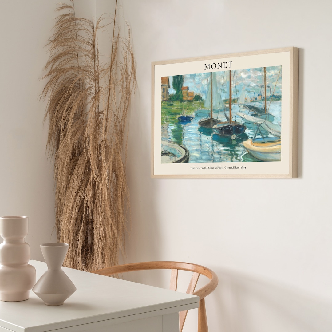 Claude Monet Poster Digital Download- Sailboats on the Seine at Petit ...