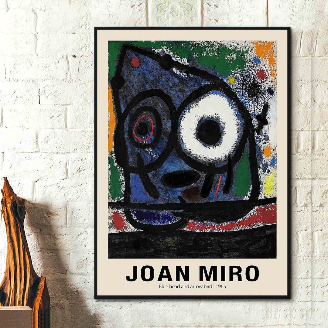 Joan Miro Print- Blue Head and Arrow Bird 1965 - Spanish Painter Wall ...