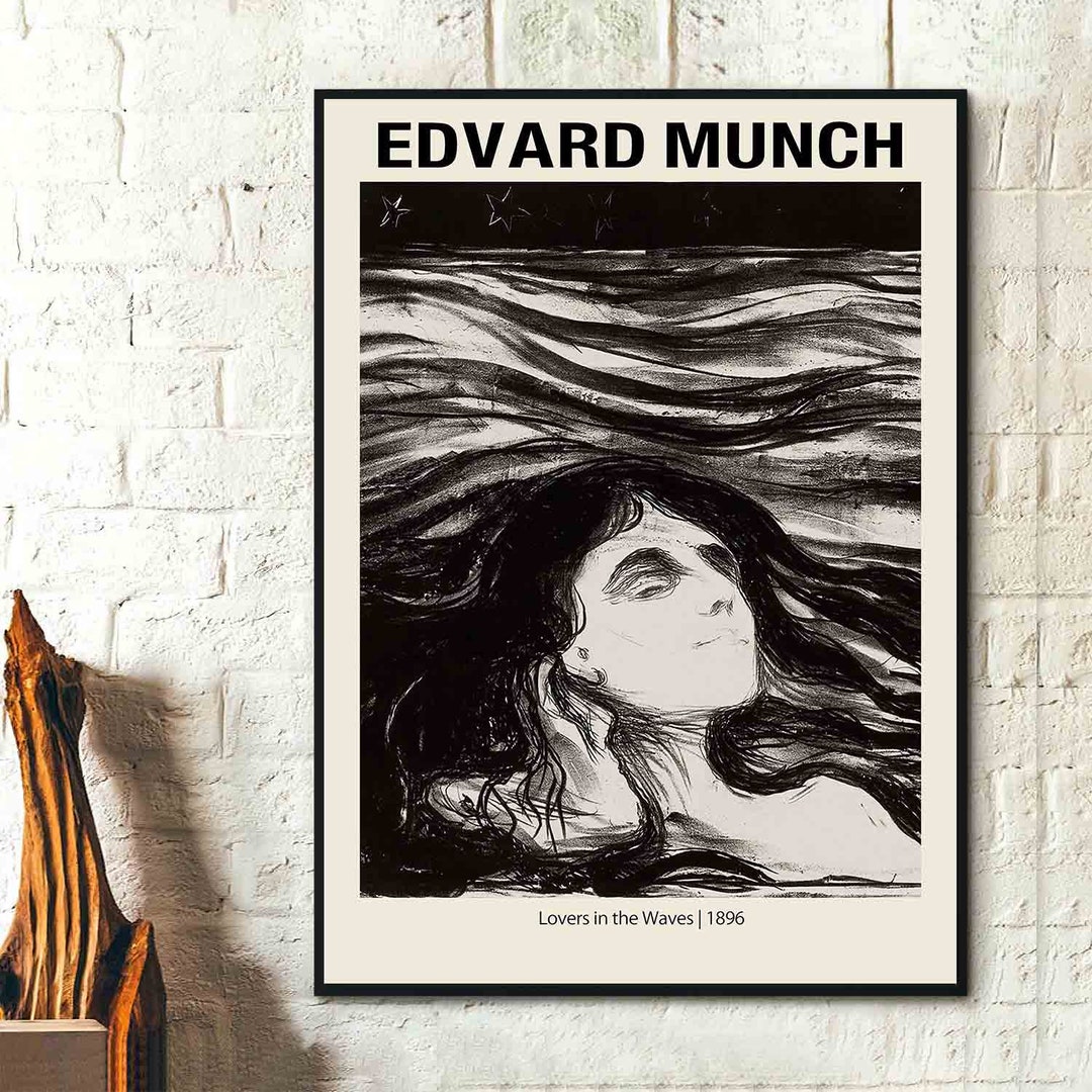 Edvard Munch Art Print- Lovers in the Waves 1896 -edvard Munch Poster ...