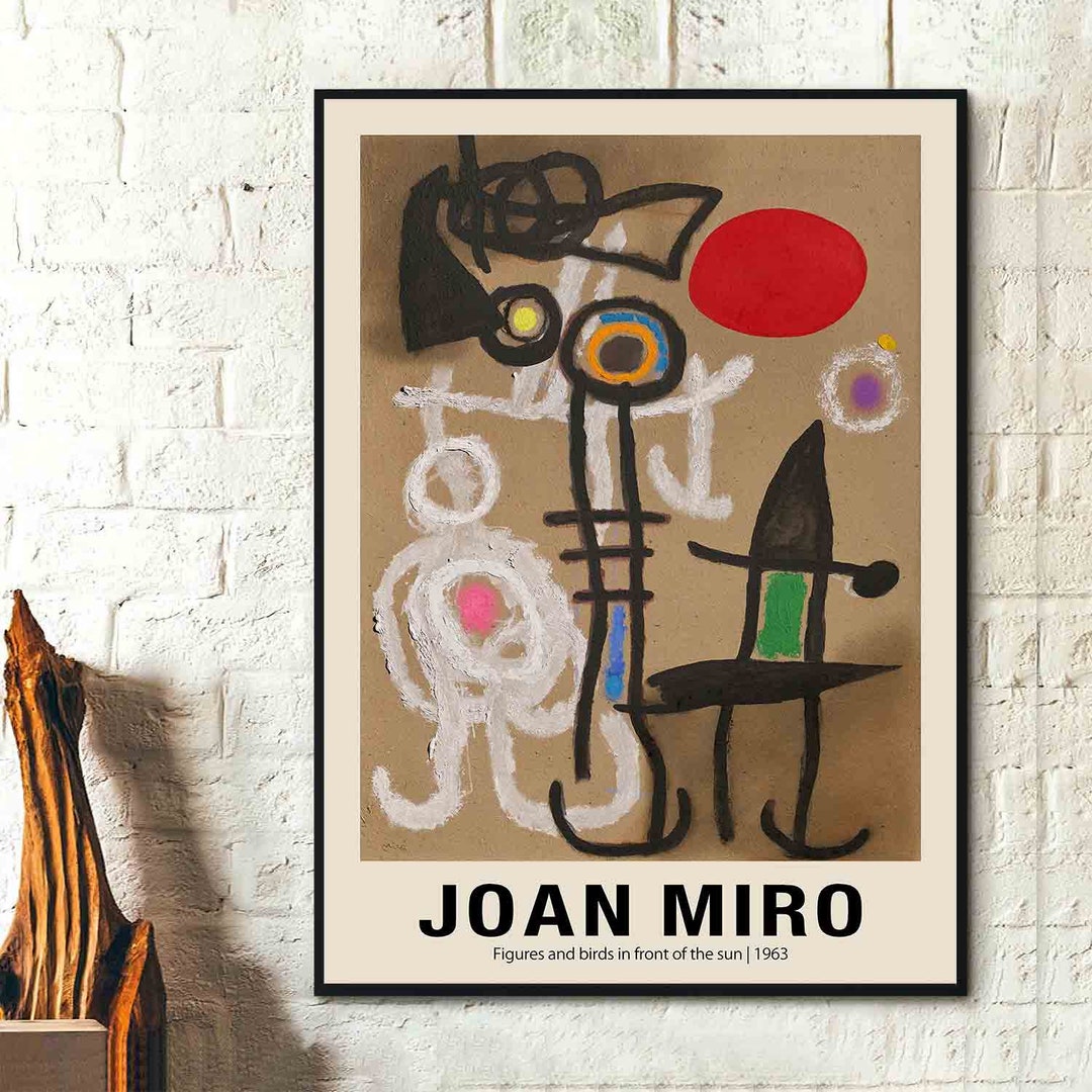 Joan Miro Print- Figures and Birds in Front of the Sun 1963 - Spanish ...