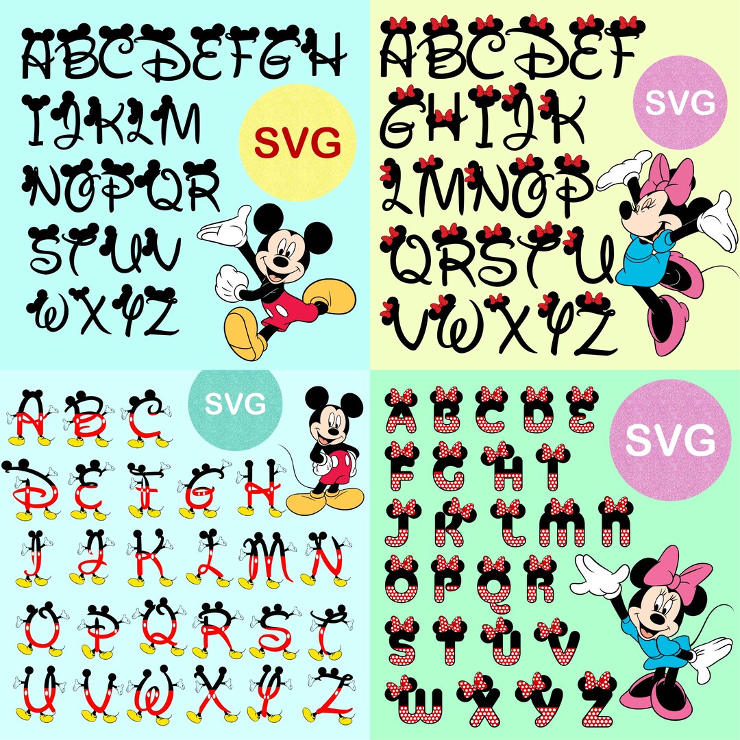 Buy Mickey Minnie Font Svg Bundle Elementos En Capas Alfabeto Online in ...
