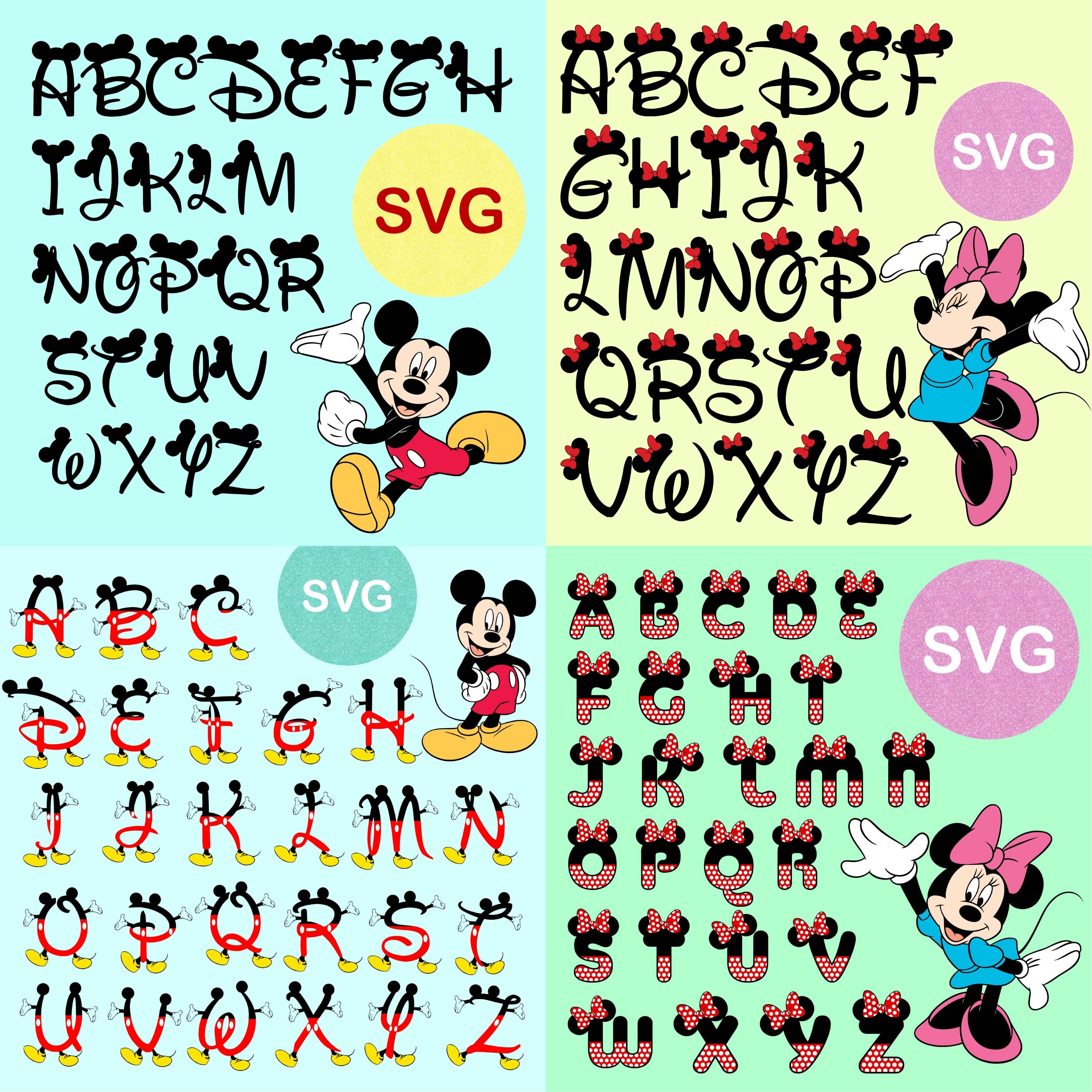 Buy Mickey Minnie Font Svg Bundle Elementos En Capas Alfabeto Online in ...