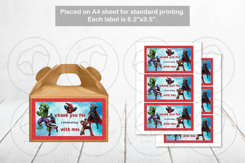 Marvel Avengers Gable Gift Box Label Birthday Treat Box - Etsy