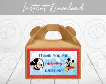 Mickey Mouse Clubhouse Box Label, Gable Box, Labels for Birthday Party ...