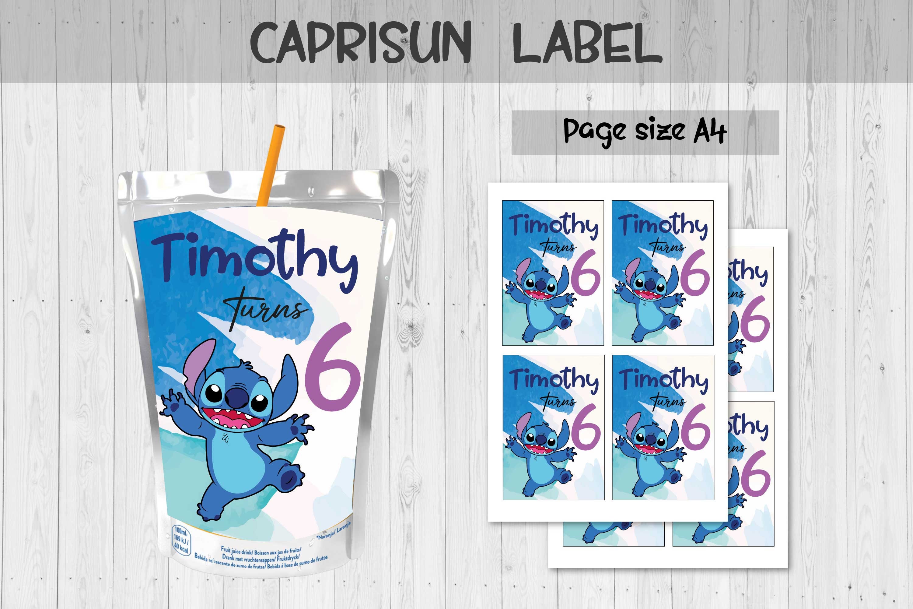 Stitch Birthday Party Juice Pouch Label Etiquetas - Etsy