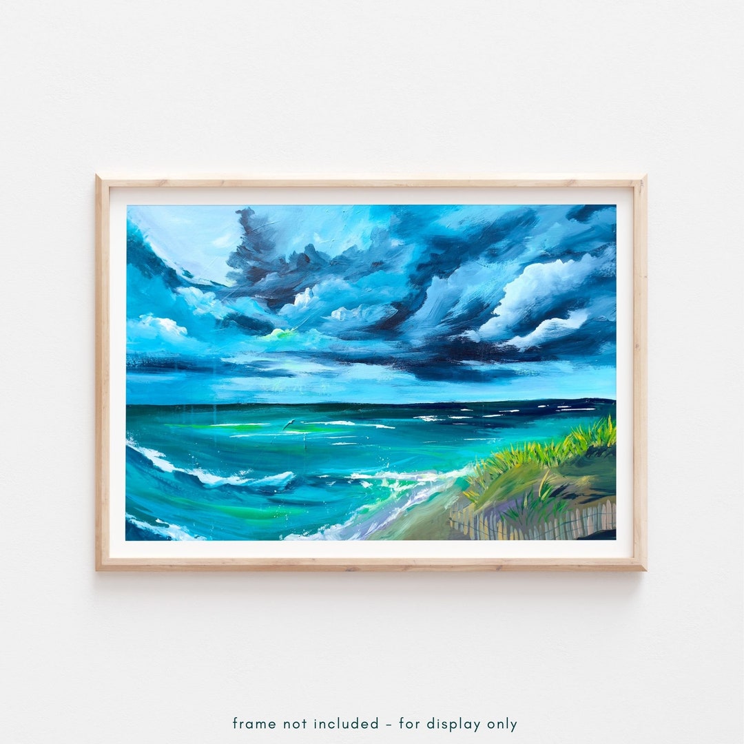 Through the Storm Print, Sand Dunes Painting, Abstract Seascape Coastal ...