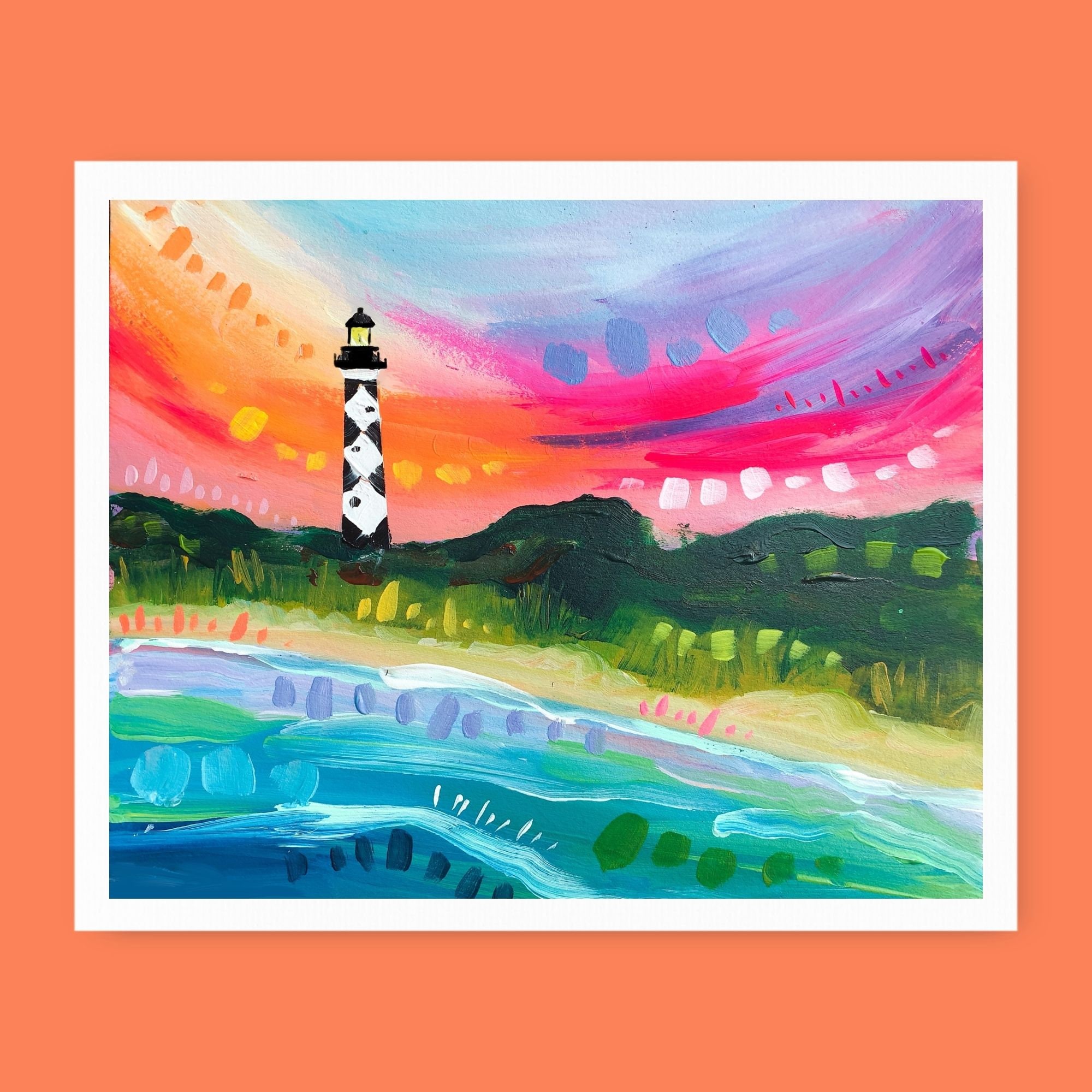 Cape Lookout Lighthouse Print, Outer Banks North Carolina Coastal Decor ...