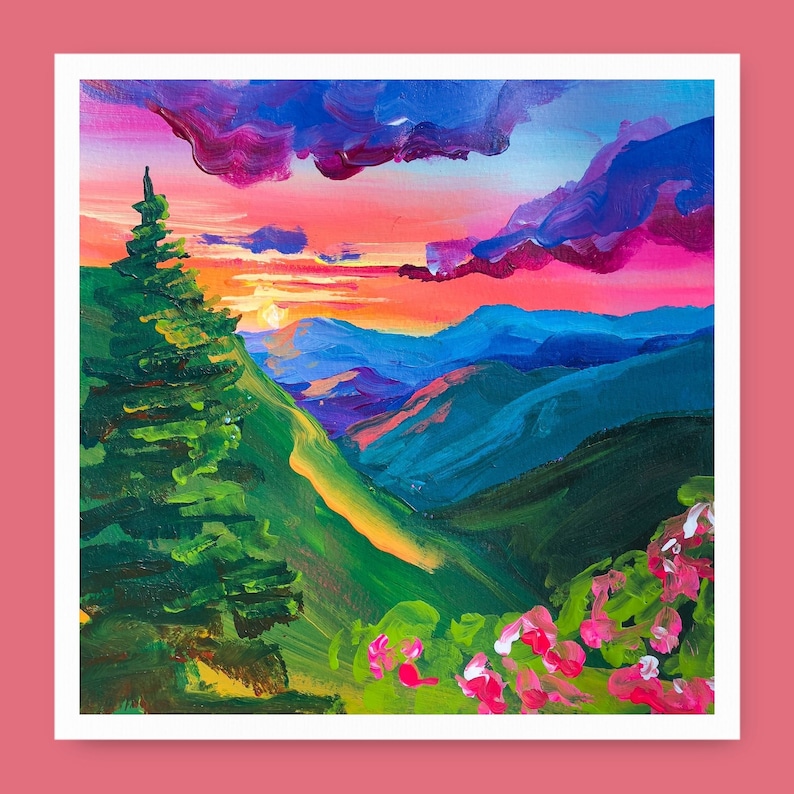 Burgundy Basin Print Blue Ridge Mountain Wall Art North - Etsy