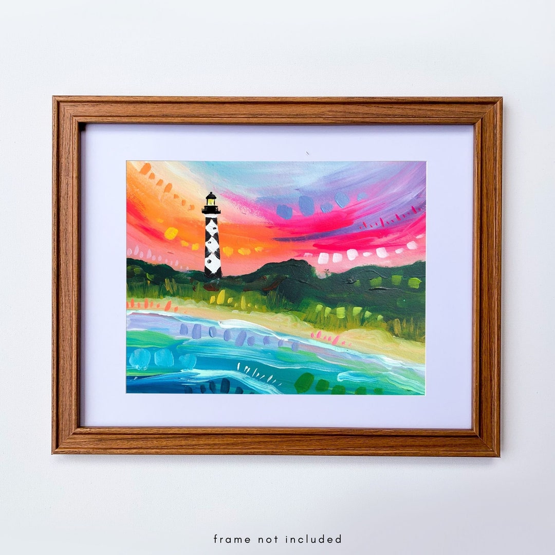 Cape Lookout Lighthouse Print, Outer Banks North Carolina Coastal Decor ...