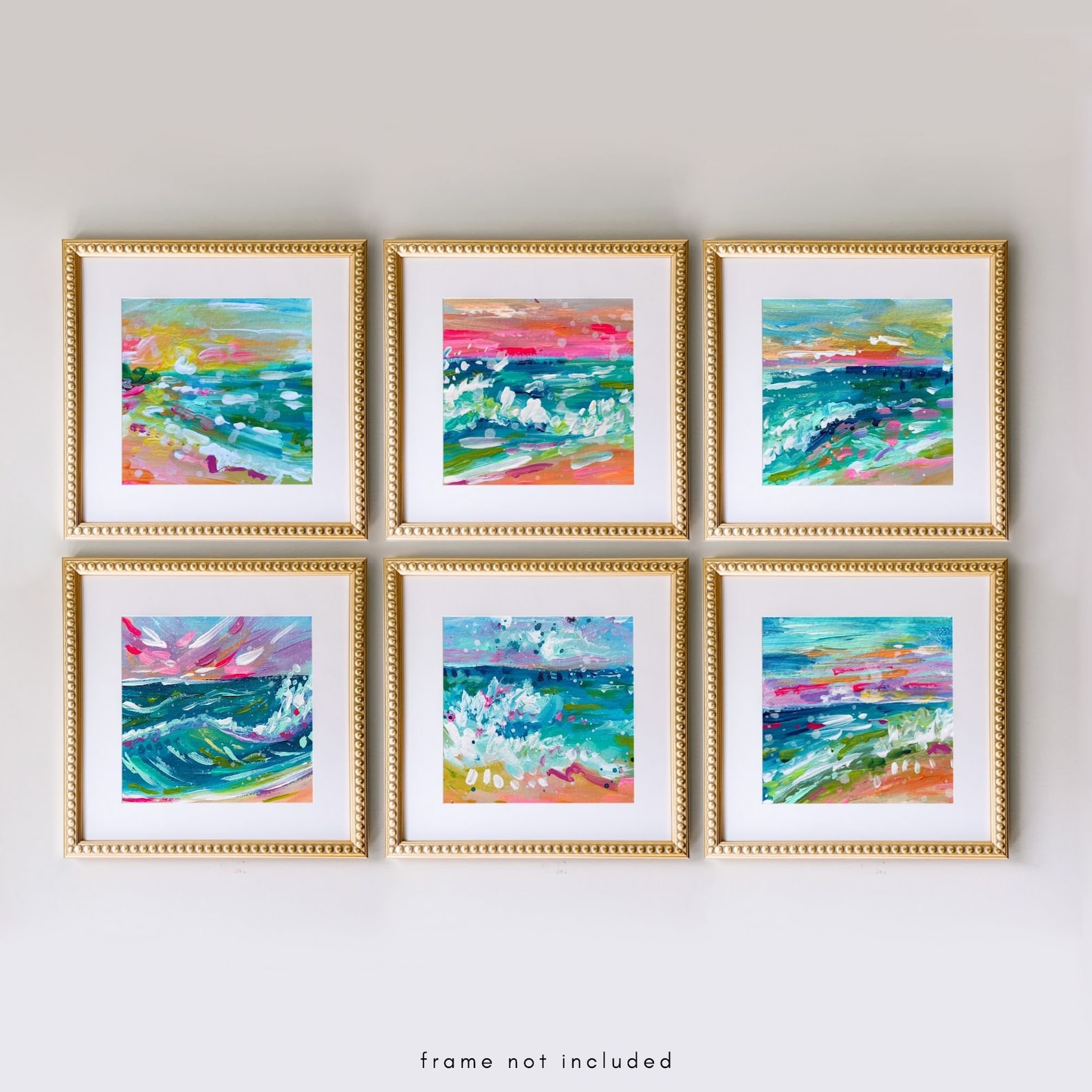 Mini Seascapes Print Set, Abstract Oceanscape Gallery Wall Set of 6 ...