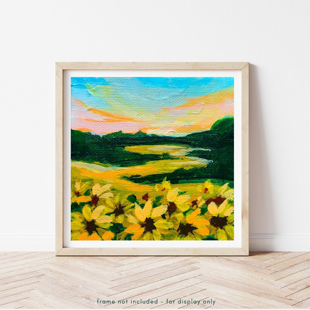 Kansas Print - Sunflower Wall Art, the Sunflower State Landscape ...