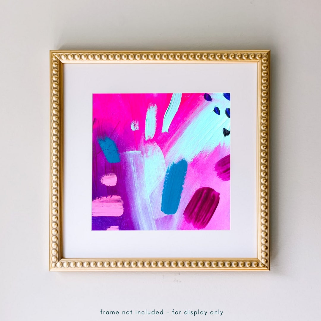 Shocking Pink Print - Bright Pink Purple Abstract Art Print, Vibrant ...