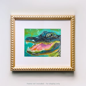 Alligator Print, Florida Gator Wildlife Painting, Everglades Swamp Art ...