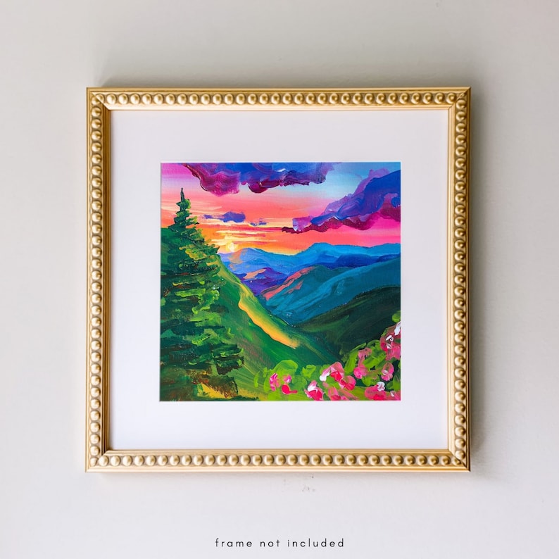 Burgundy Basin Print Blue Ridge Mountain Wall Art North - Etsy