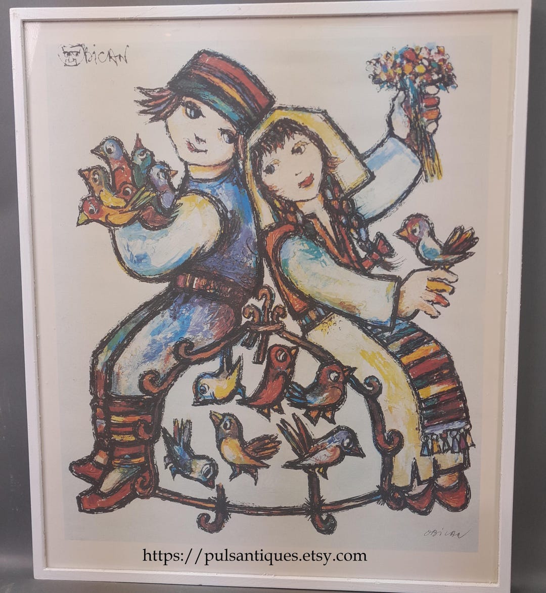OBICAN “ Boy and Girl Sitting on a Bird Cage“ - Etsy