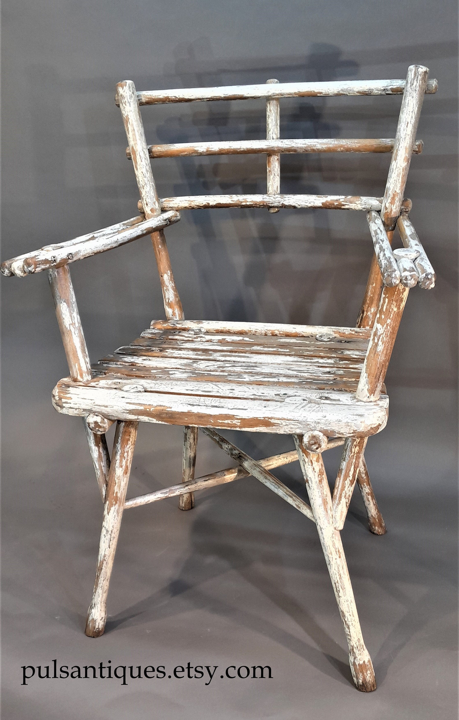 Rustic Wooden Armchair – Vintage Retro Chair – Shabby Chic Farmhouse ...