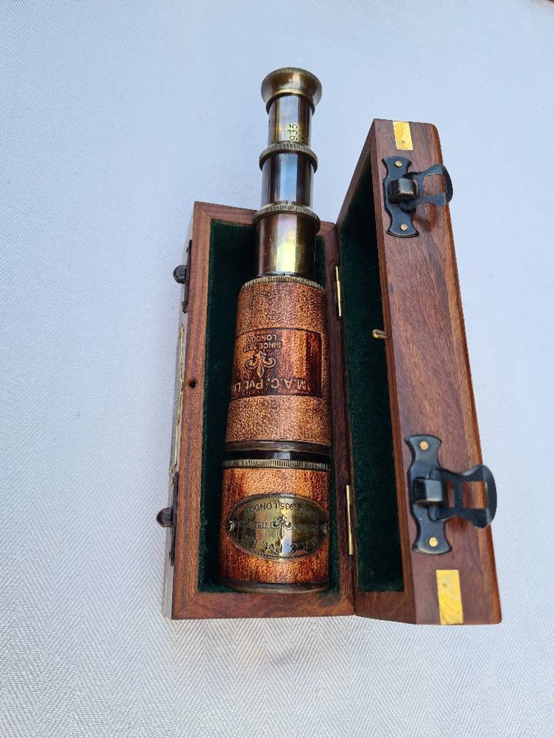 Antique Brass Telescope 14 Inches Long Spyglass With Wooden Box - Etsy UK