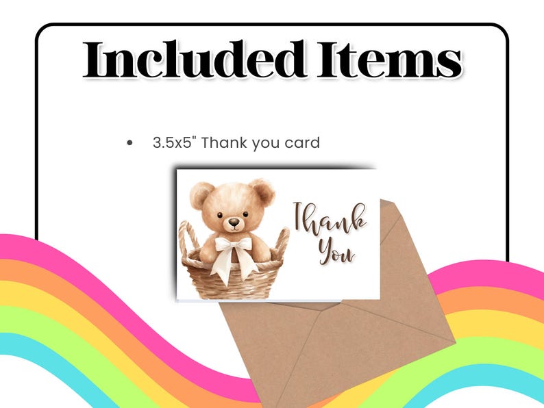 Teddy Bear Baby Shower - Thank You Card - Etsy