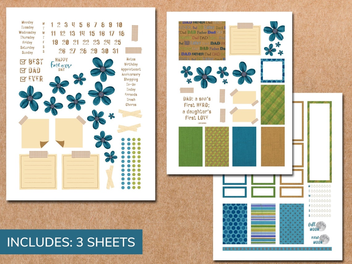 Printable Planner Stickers Happy Planner Dad Father's Day Instant ...