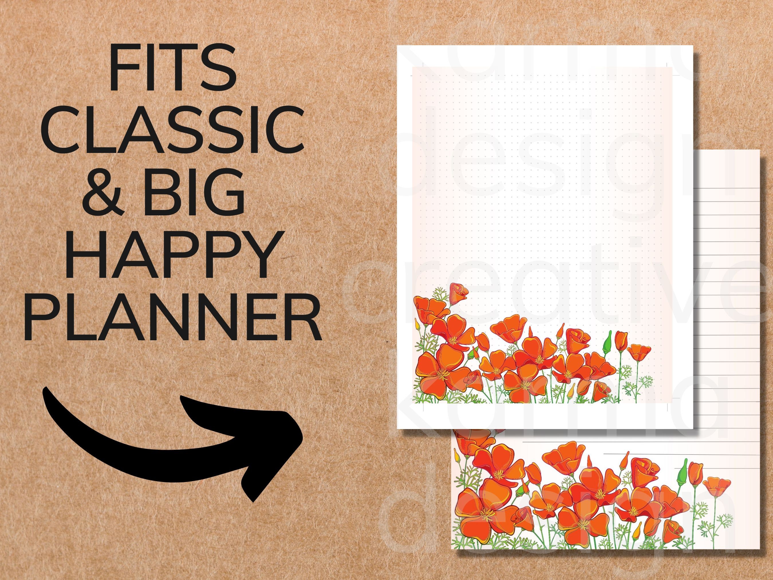 Poppy Printable Insert Page, Happy Planner, Refill Filler Paper ...
