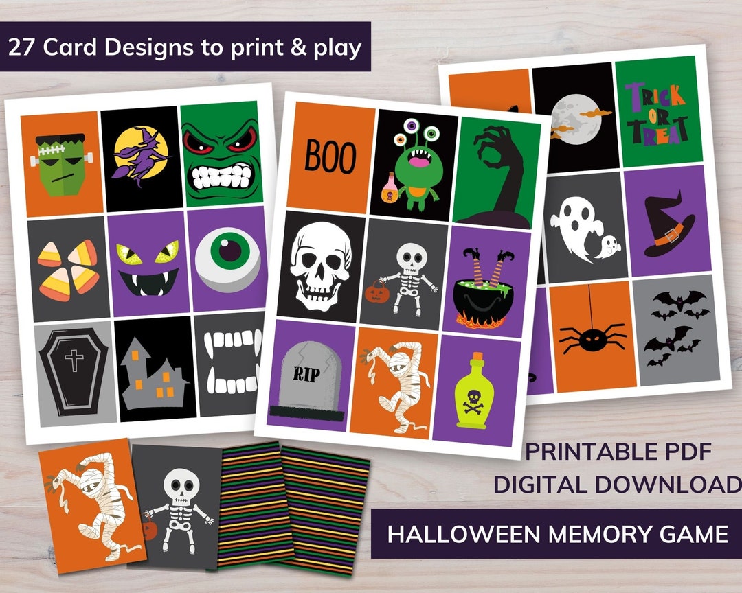 Printable Halloween Memory Card Game Matching Snap Activity Cards for ...