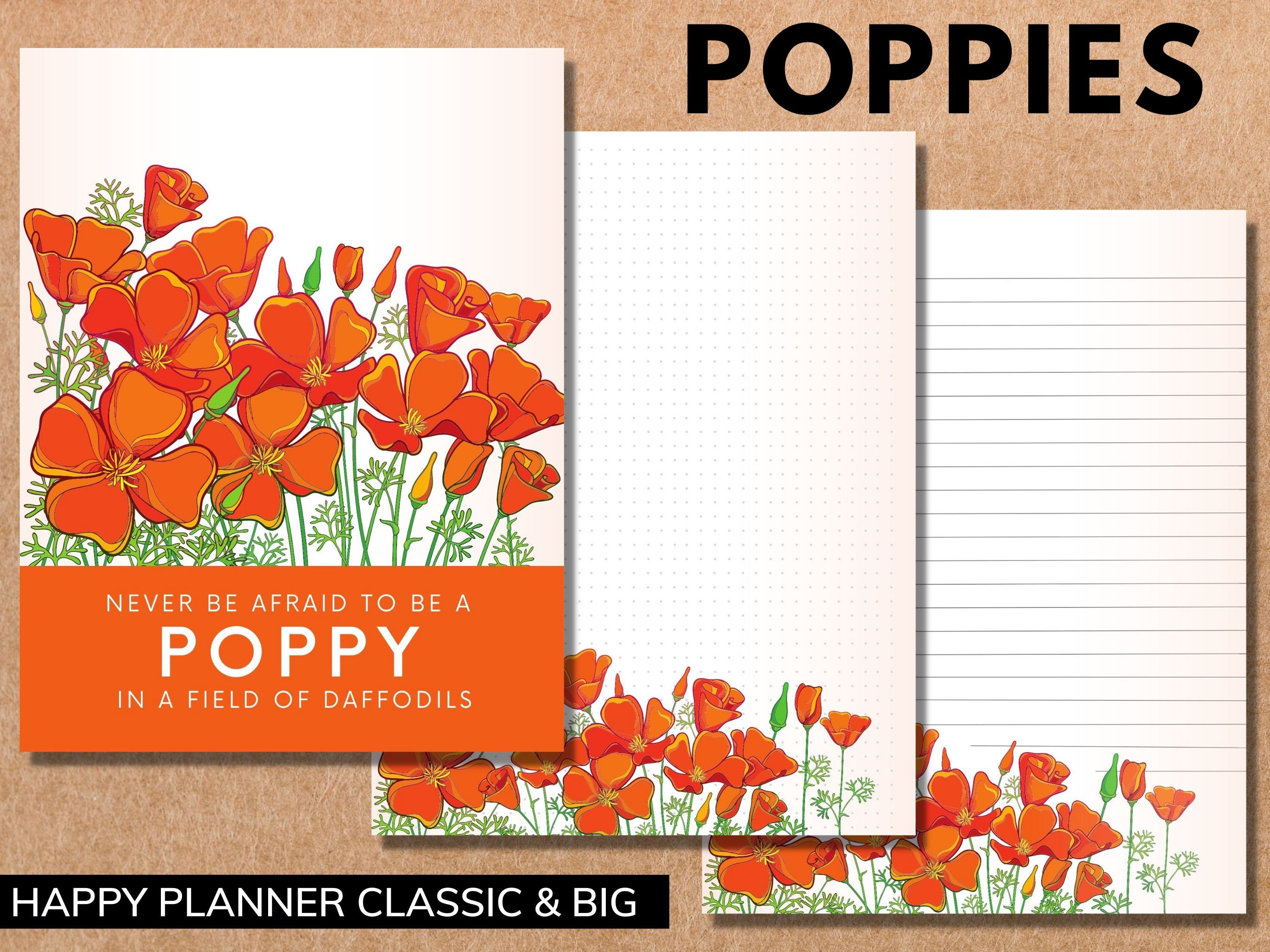 Poppy Printable Insert Page, Happy Planner, Refill Filler Paper ...