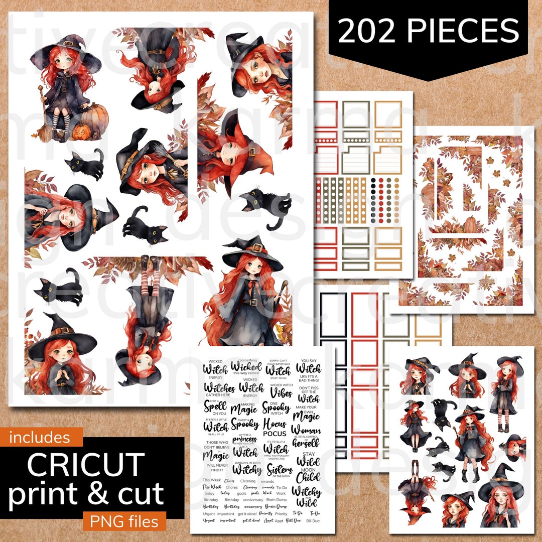 Witches Halloween Planner Stickers: Classic Happy Planner (PDF & PNG ...
