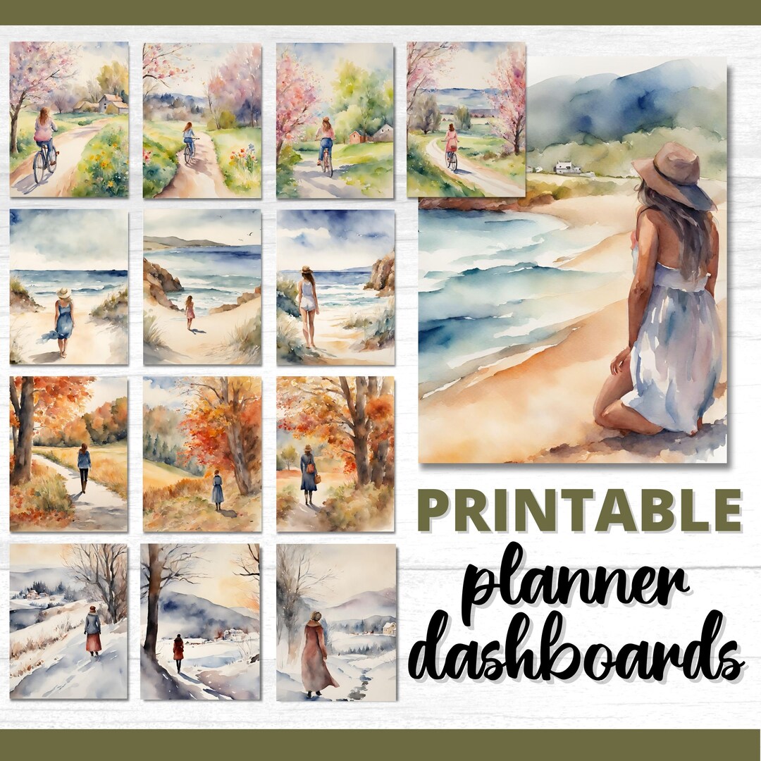 Seasonal Watercolor Women Printable Dashboard Dividers | Fits Classic ...