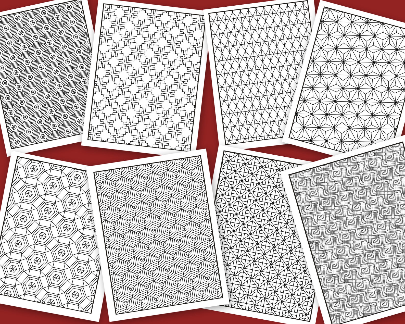 Printable Coloring Book - 32 Geometric Designs to Print, Color and ...