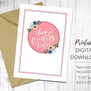 Happy Mother's Day Printable Card Floral Design / Instant Download PDF ...
