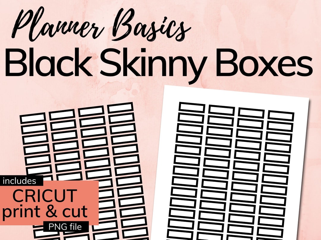 Skinny Black Box Stickers - PRINTABLE Instant Download PDF & PNG Files ...