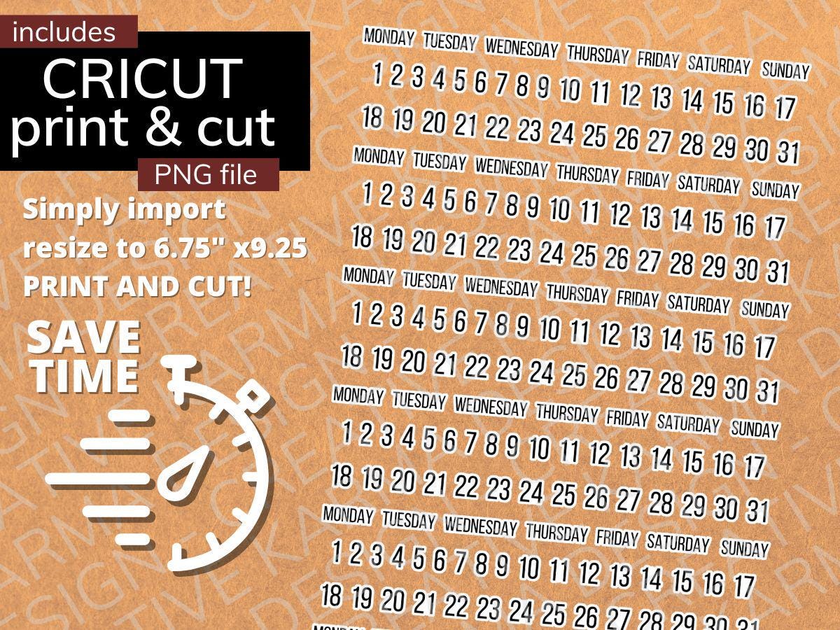 Printable Days, Number, Dates & Month Planner Stickers - Repurpose Old ...