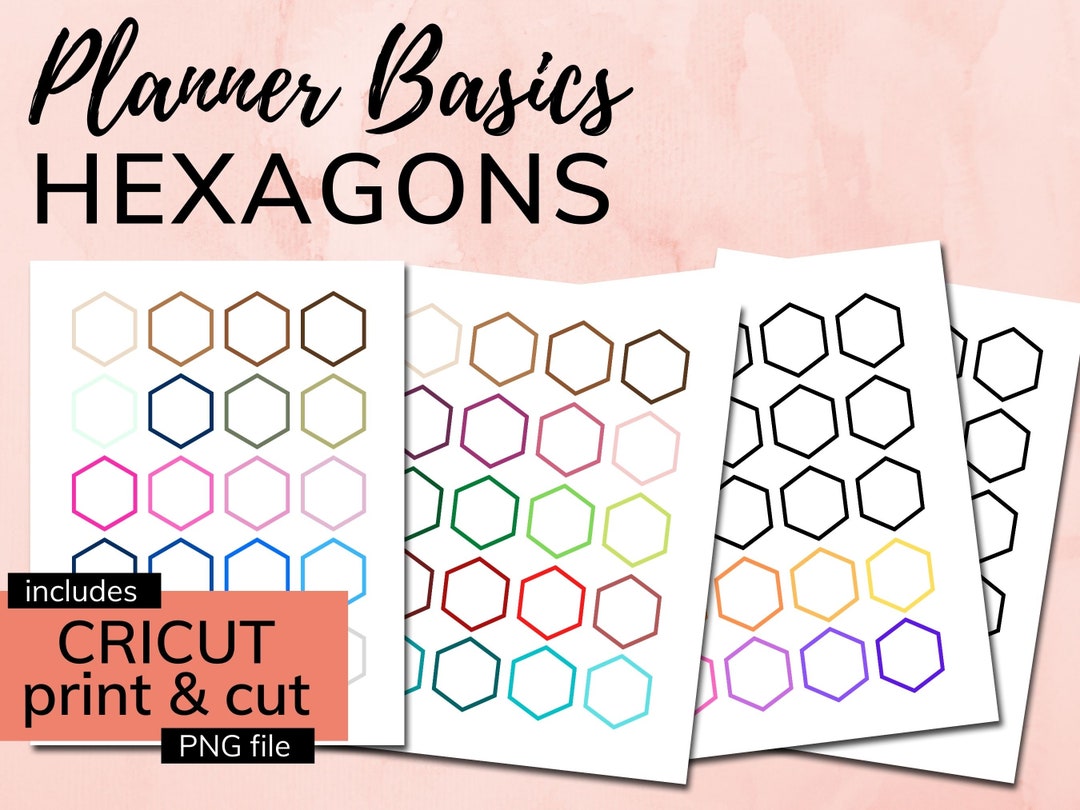 Hexagon Planner Box Stickers Multicolor - PRINTABLE Instant Download ...