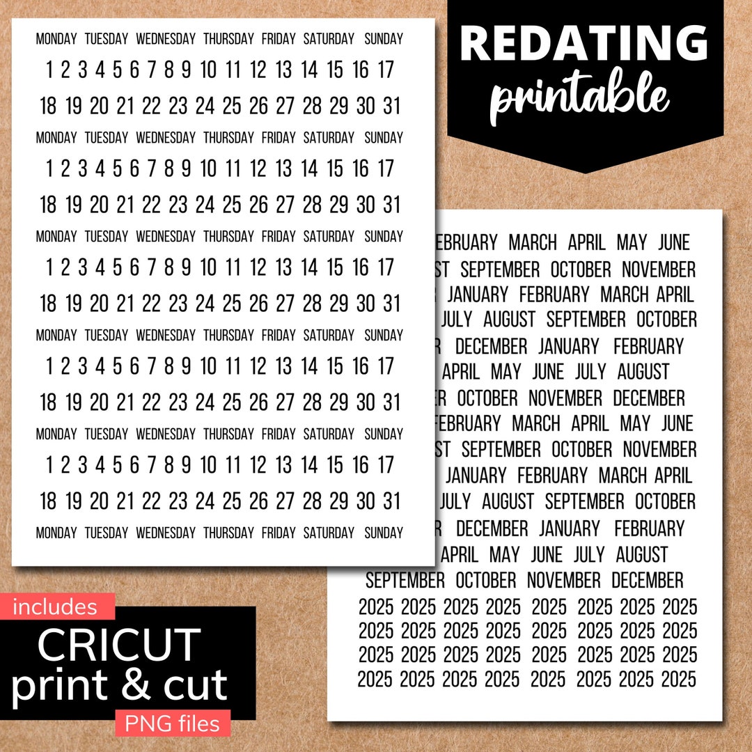 Printable Days, Number, Dates & Month Planner Stickers - Repurpose Old ...