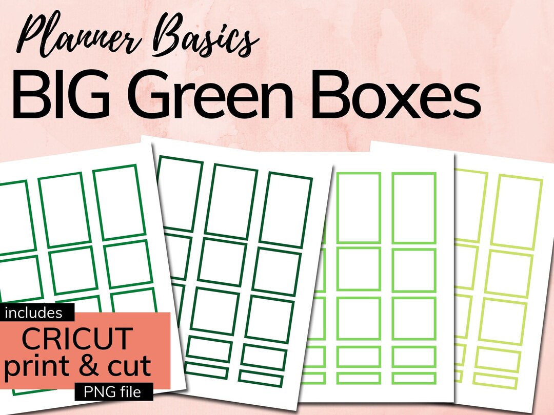BIG Green Box Planner Stickers Printable Instant Download PDF & PNG ...