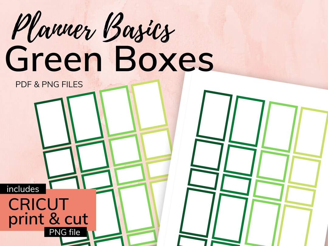 Green Box Stickers - PRINTABLE Instant Download PDF & PNG Files (cricut ...