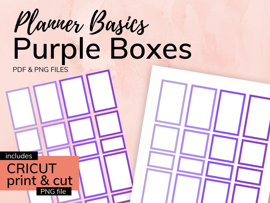 Purple Planner Box Stickers - PRINTABLE Instant Download PDF & PNG ...