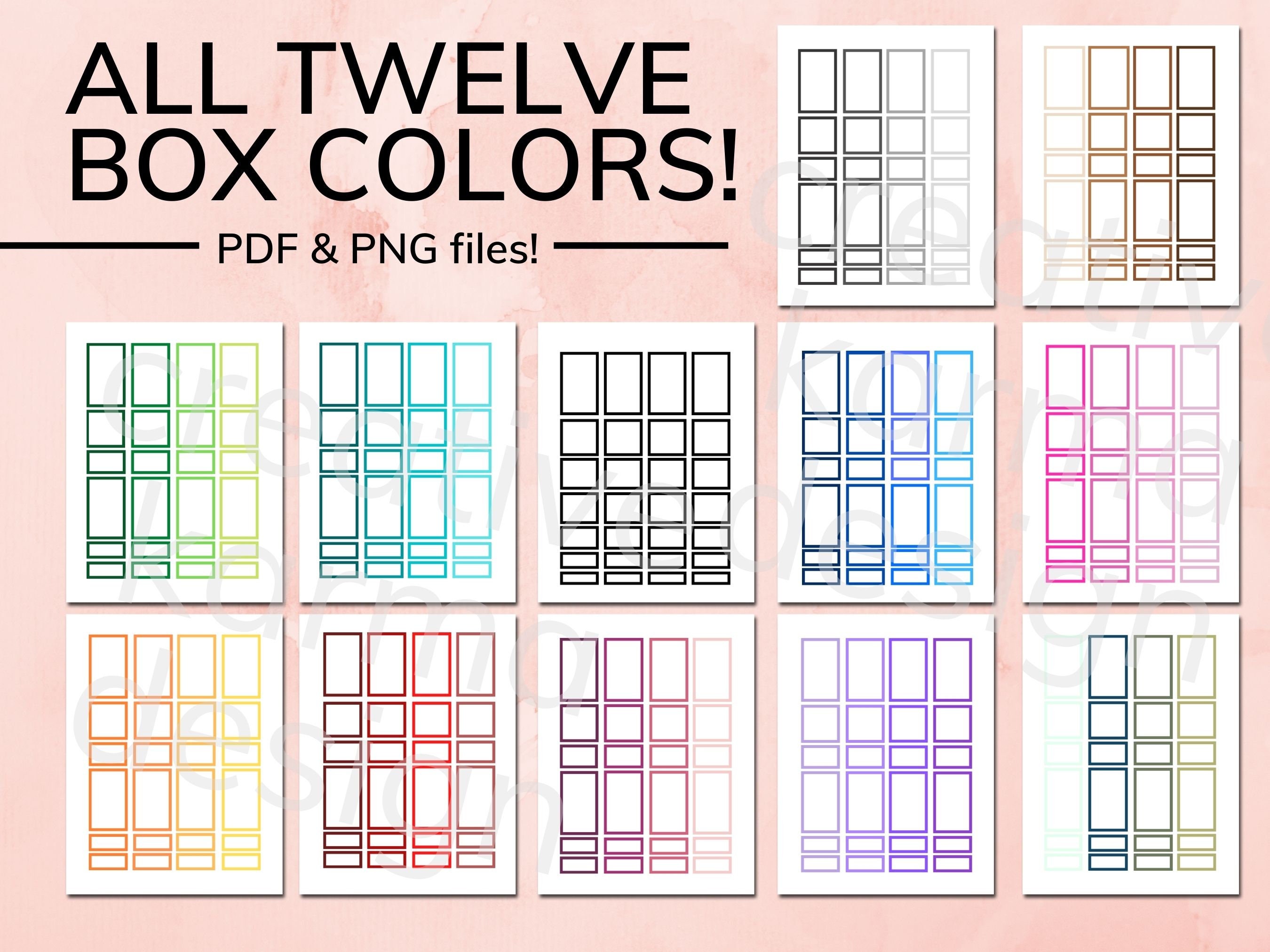 Classic Planner Box Stickers: Printable Variety Pack (cricut Cut Files ...
