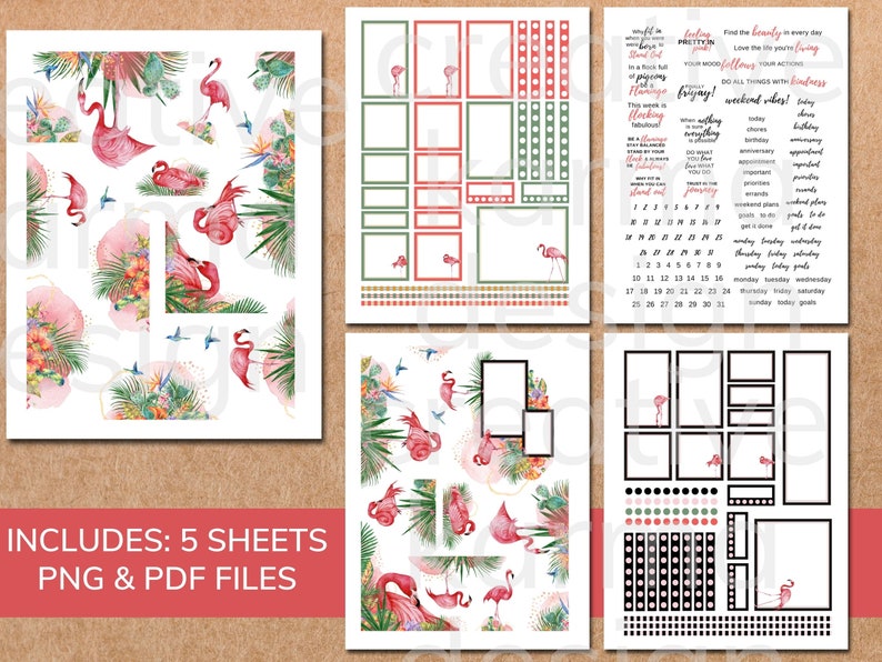 Flamingo Planner Stickers: Classic Happy Planner, Cricut Ready (PDF ...