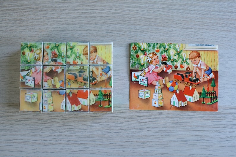 1950's Kid's Puzzle Building Blocks With 6 Different - Etsy