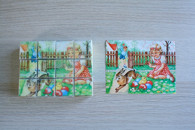1950's Kid's Puzzle Building Blocks With 6 Different - Etsy