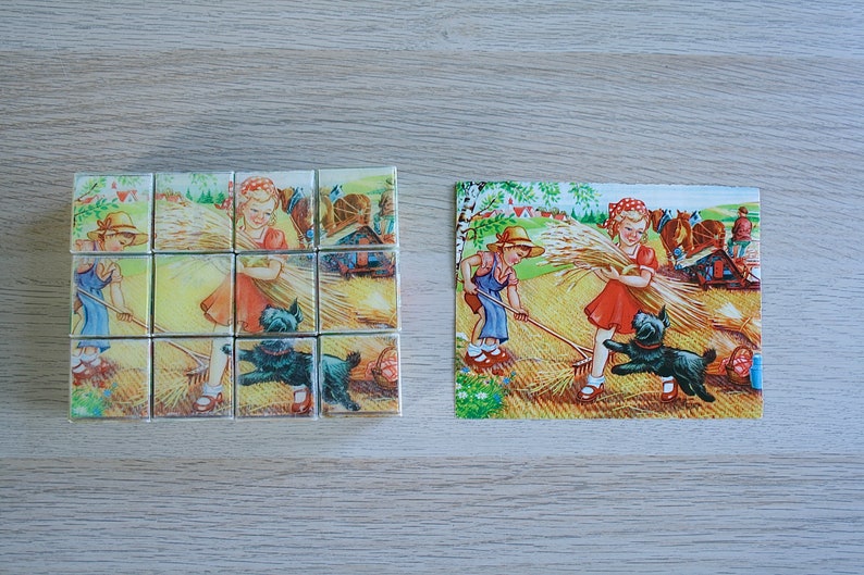 1950's Kid's Puzzle Building Blocks With 6 Different - Etsy